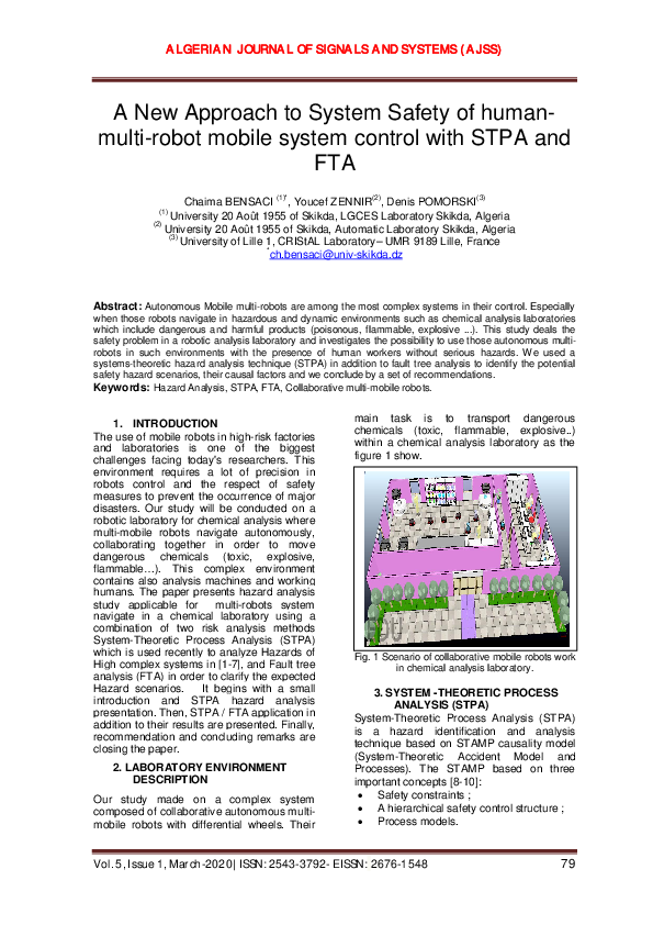 (PDF) New Approach to System Safety of human- multi-robot mobile system control with STPA and FTA