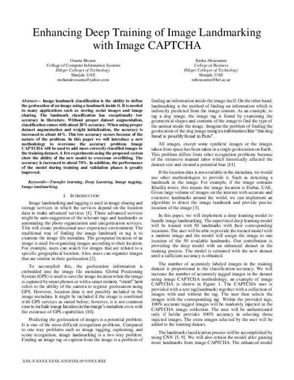 (PDF) Enhancing Deep Training of Image Landmarking with Image CAPTCHA