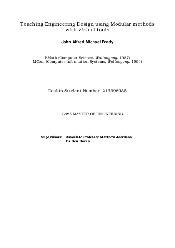 (PDF) Teaching engineering design using modular methods with virtual tools