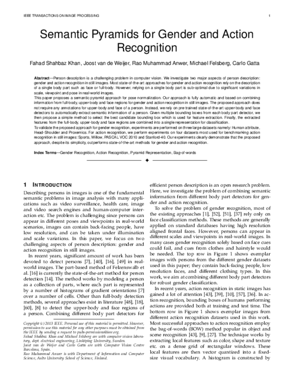 (PDF) Semantic pyramids for gender and action recognition