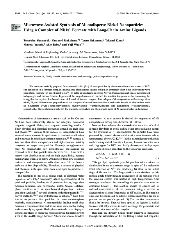 (PDF) Microwave-Assisted Synthesis of Monodisperse Nickel Nanoparticles ...