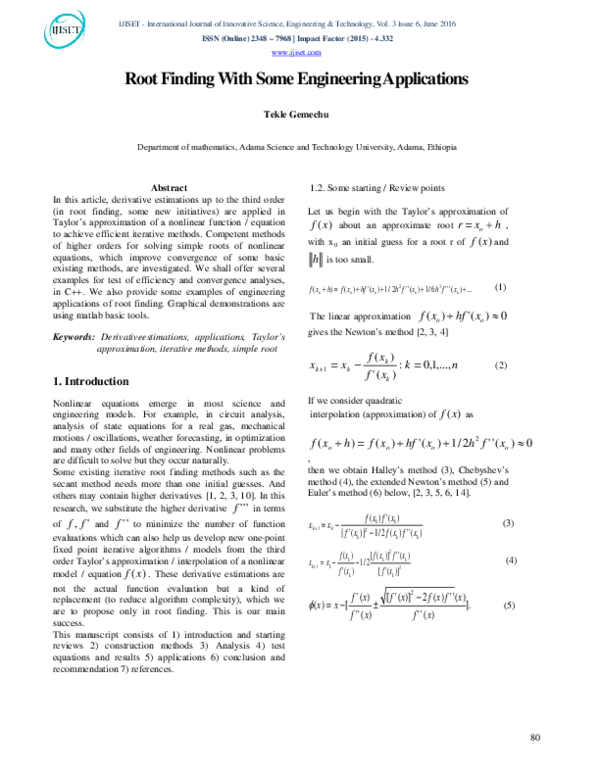 Pdf Root Finding With Some Engineering Applications