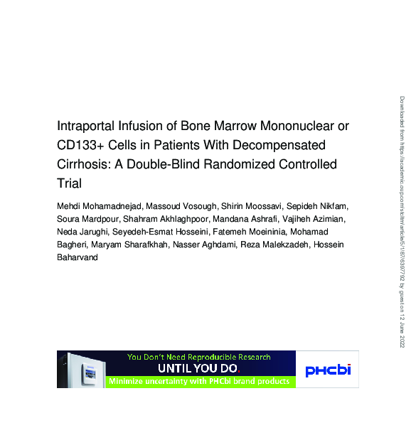 (PDF) Intraportal Infusion of Bone Marrow Mononuclear or CD133+ Cells ...