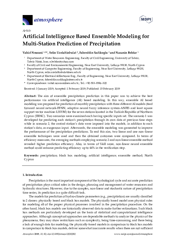 (PDF) Artificial Intelligence Based Ensemble Modeling for Multi-Station Prediction of Precipitation