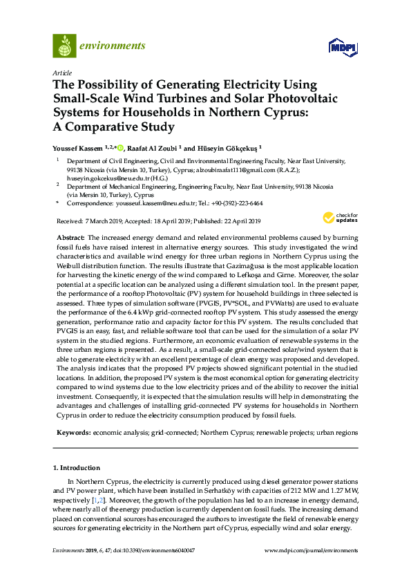 (PDF) The Possibility of Generating Electricity Using Small-Scale Wind ...