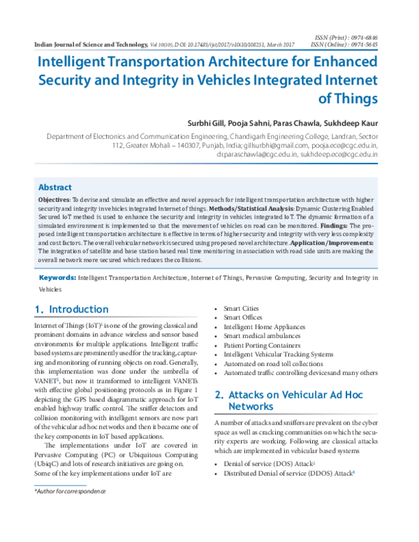 (PDF) Intelligent Transportation Architecture for Enhanced Security and ...