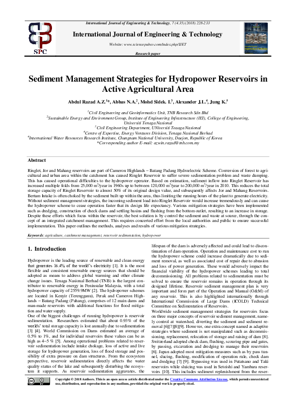 (PDF) Sediment Management Strategies for Hydropower Reservoirs in ...