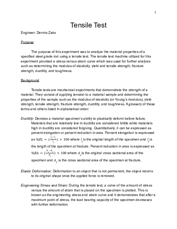 (PDF) Tensile Test