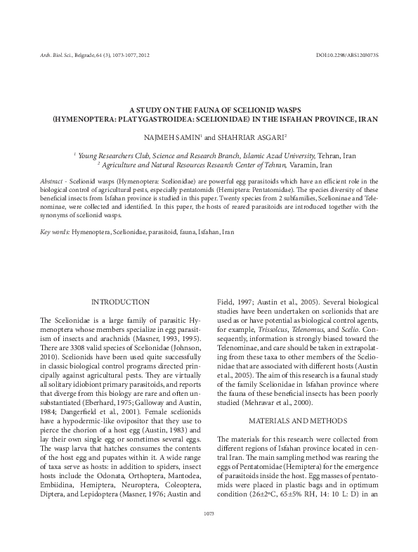 (PDF) A study on the fauna of Scelionid wasps (Hymenoptera ...