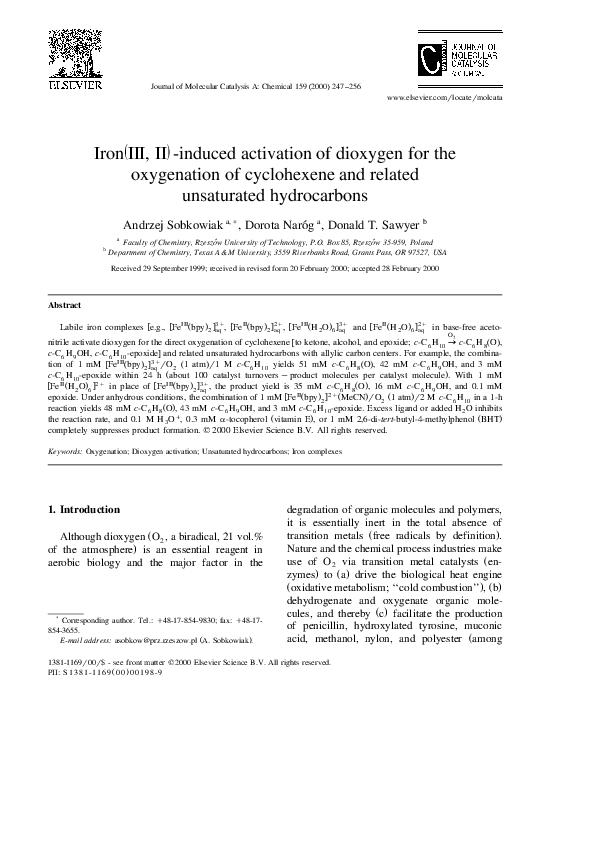 (PDF) Iron(III, II)-induced activation of dioxygen for the oxygenation ...