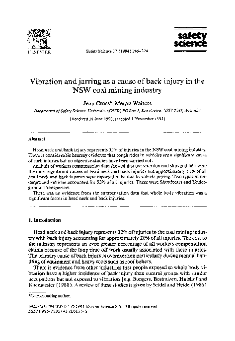 (PDF) Vibration and jarring as a cause of back injury in the NSW coal ...