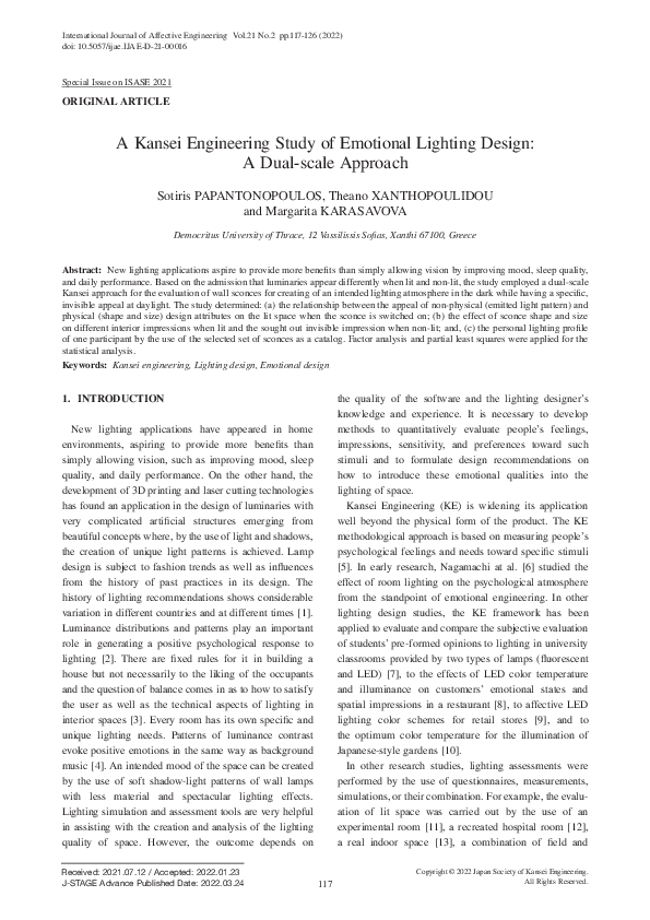 (PDF) A Kansei Engineering Study of Emotional Lighting Design: A Dual ...