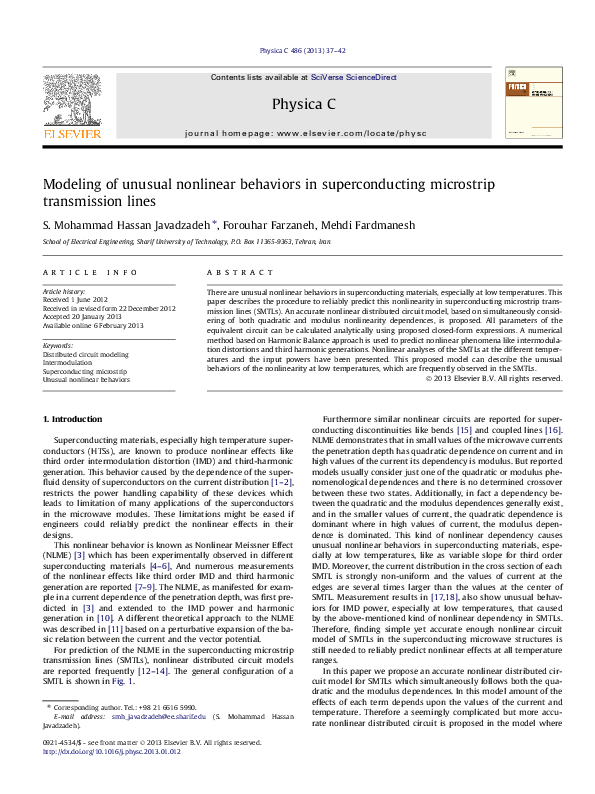 (PDF) Modeling of unusual nonlinear behaviors in superconducting microstrip transmission lines ...