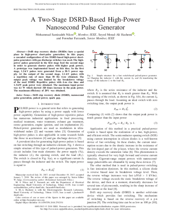(PDF) A Two-Stage DSRD-Based High-Power Nanosecond Pulse Generator
