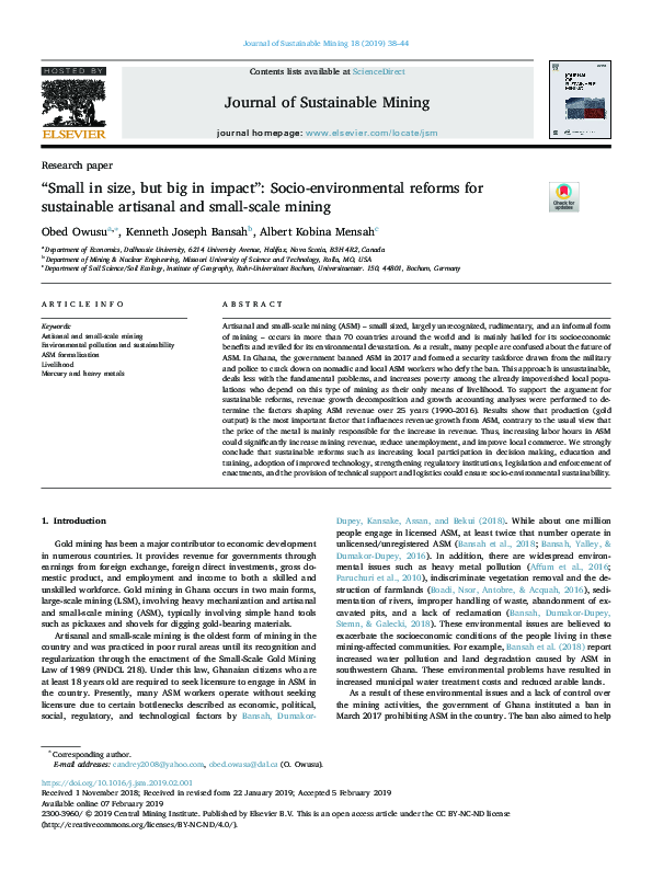 (PDF) “Small in size, but big in impact”: Socio-environmental reforms for sustainable artisanal ...