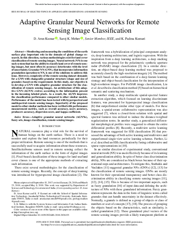 (PDF) Adaptive Granular Neural Networks for Remote Sensing Image Classification | Saroj Meher ...