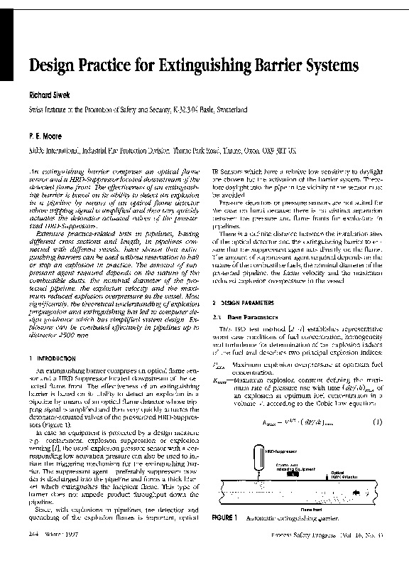 (PDF) Design practice for extinguishing barrier systems