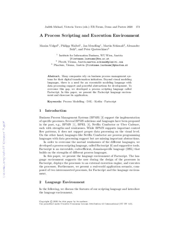 (PDF) A Process Scripting and Execution Environment