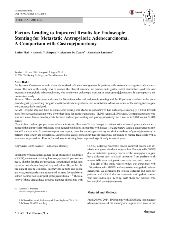 (PDF) Factors Leading to Improved Results for Endoscopic Stenting for ...