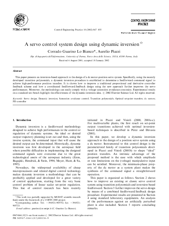 (PDF) A servo control system design using dynamic inversion