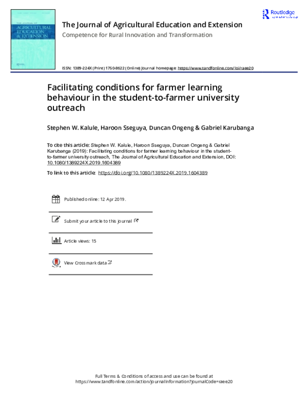 (PDF) Facilitating conditions for farmer learning behaviour in the ...
