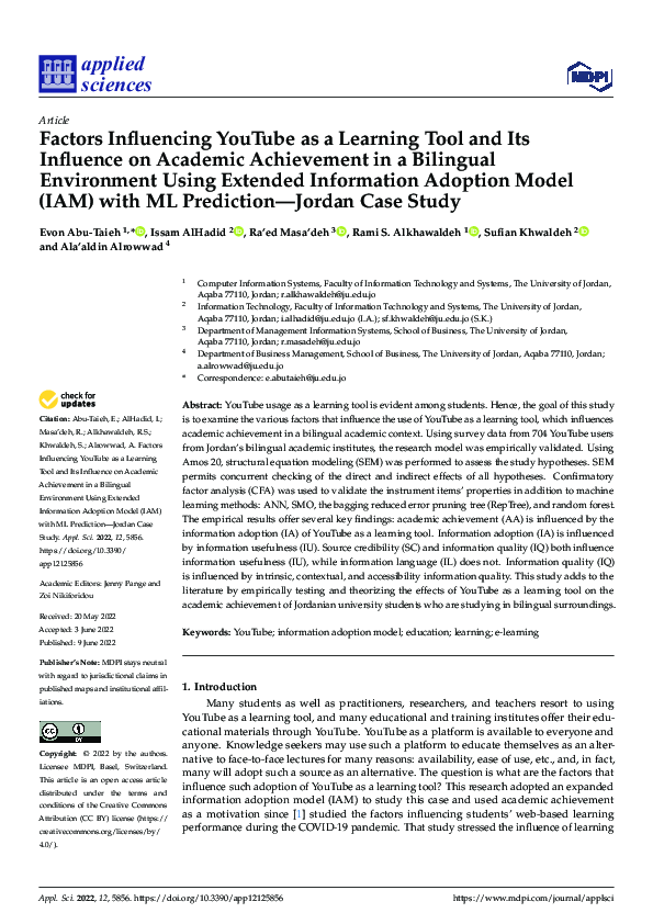(PDF) Factors Influencing YouTube as a Learning Tool and Its Influence on Academic Achievement ...