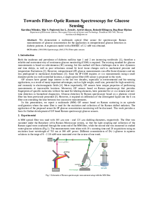 (PDF) Towards Fiber-Optic Raman Spectroscopy for Glucose Sensing