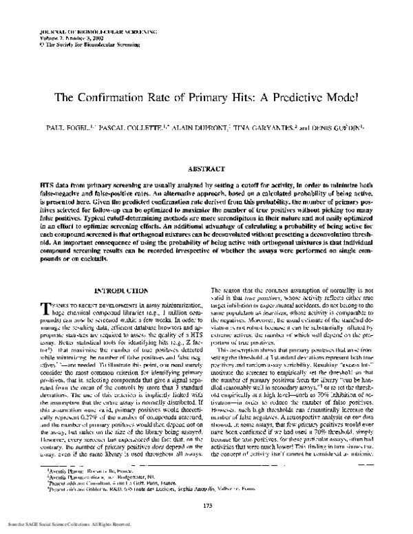 (PDF) Optimizing Confirmation Rates in Primary Hit Screening