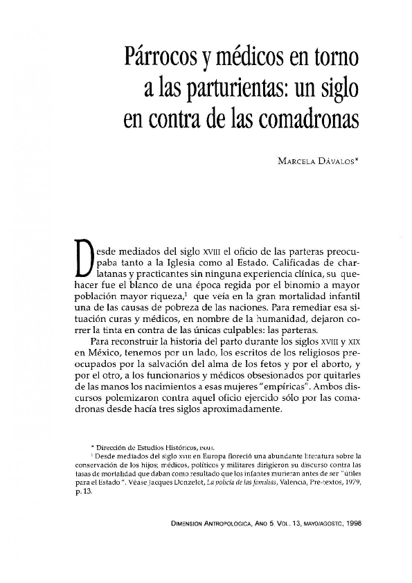 (PDF) Párrocos y médicos en torno a las parturientas: un siglo en ...