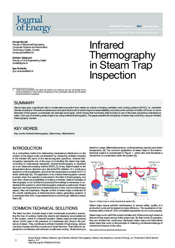 (PDF) Infrared thermography in steam trap inspection