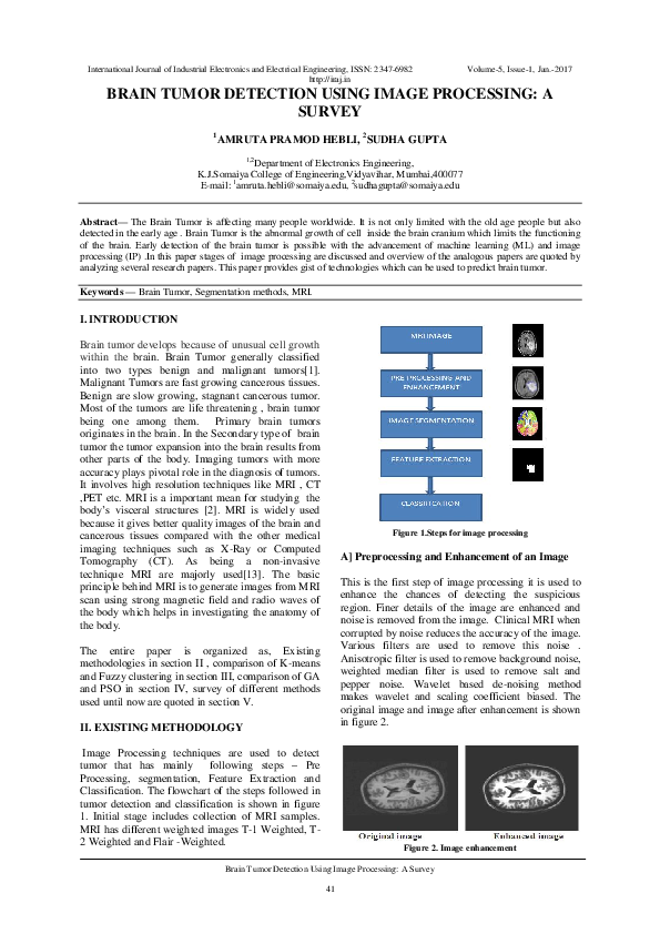 Pdf Brain Tumor Detection Using Image Processing A Survey 1 Amruta