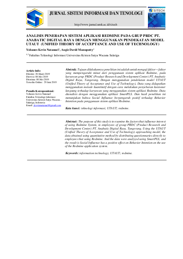 (PDF) Analisis Penerapan Sistem Aplikasi Redmine Pada Grup PRDC PT ...