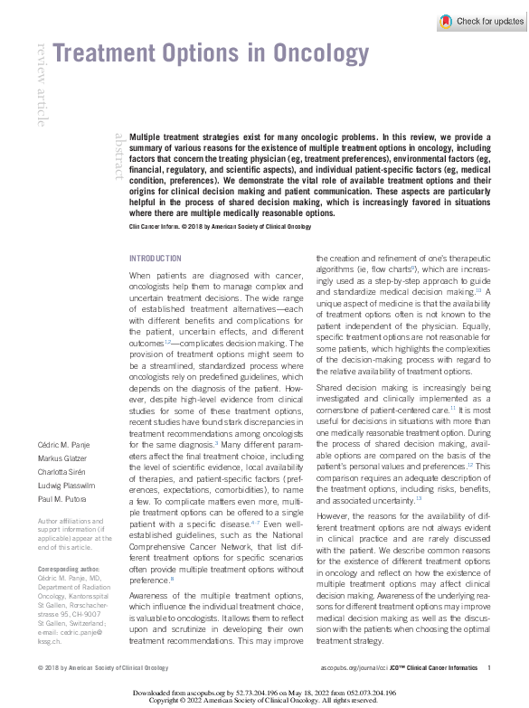 (PDF) Treatment Options in Oncology