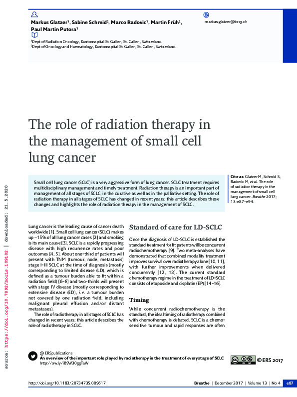 (PDF) The role of radiation therapy in the management of small cell ...