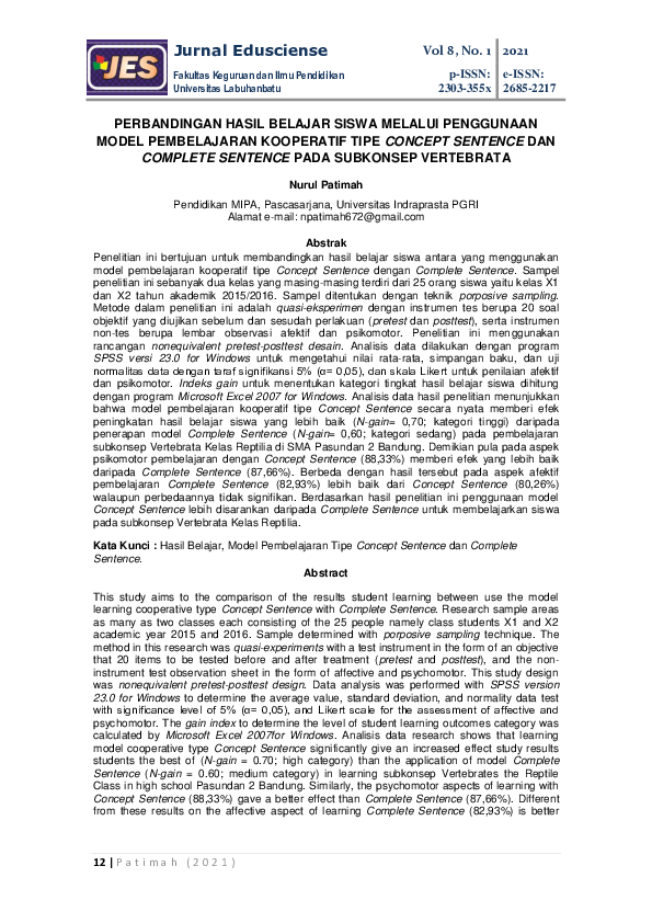 (PDF) Perbandingan Hasil Belajar Siswa Melalui Penggunaan Model Pembelajaran Kooperatif Tipe ...