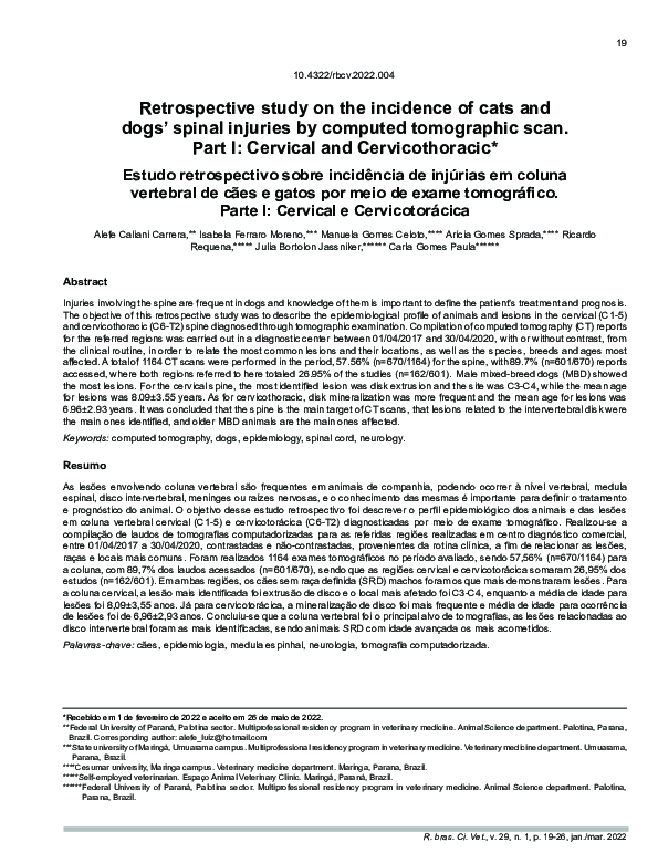 (PDF) Retrospective study on the incidence of cats and dogs spinal ...