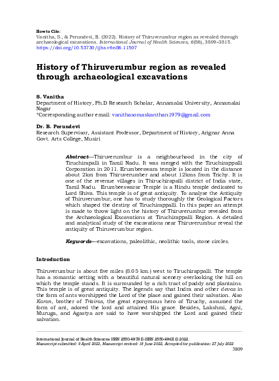 (PDF) History of Thiruverumbur region as revealed through ...