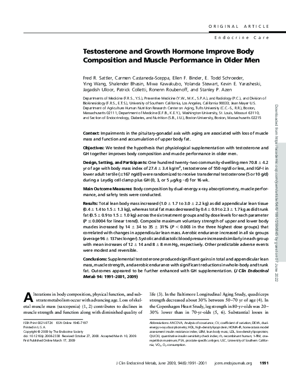(PDF) Testosterone and Growth Hormone Improve Body Composition and ...