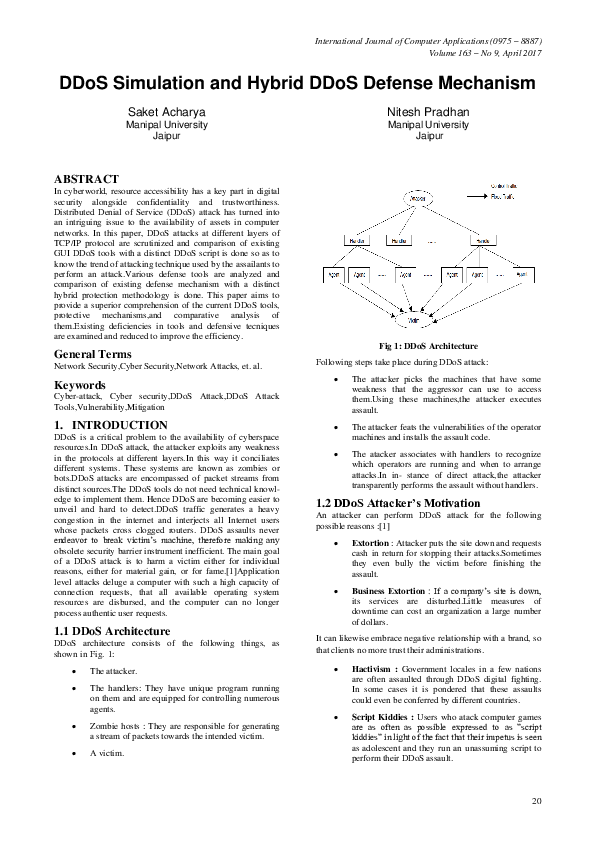 (PDF) DDoS Simulation and Hybrid DDoS Defense Mechanism