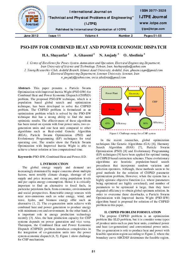 Pdf Pso Iiw For Combined Heat And Power Economic Dispatch