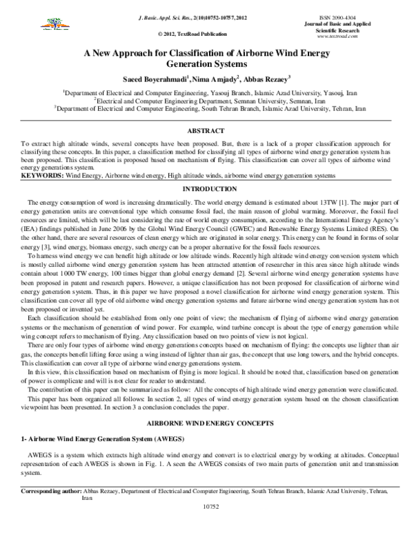(PDF) A New Approach for Classification of Airborne Wind Energy Generation Systems | Nima Amjady ...