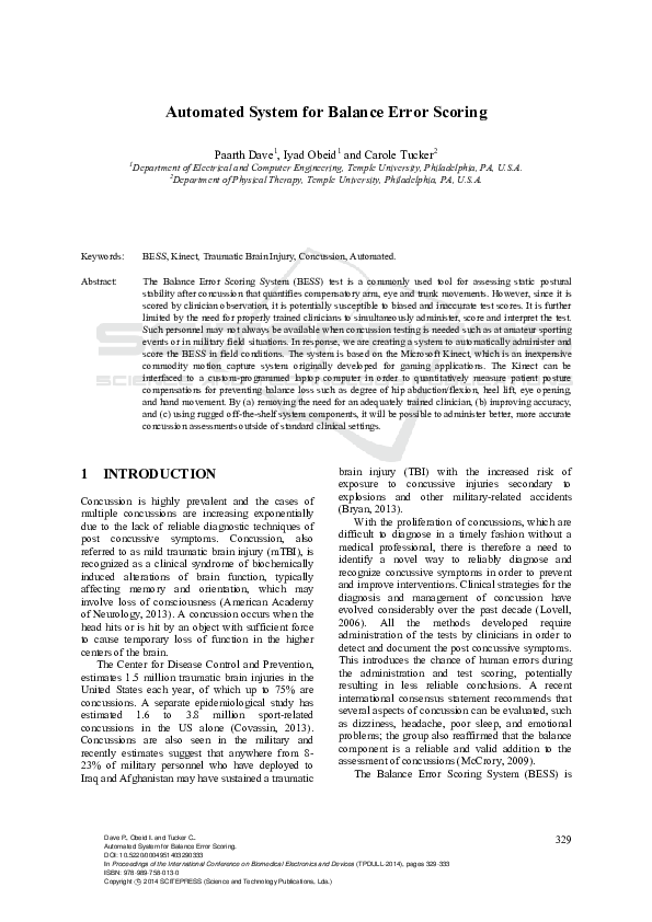 (PDF) Automated System for Balance Error Scoring