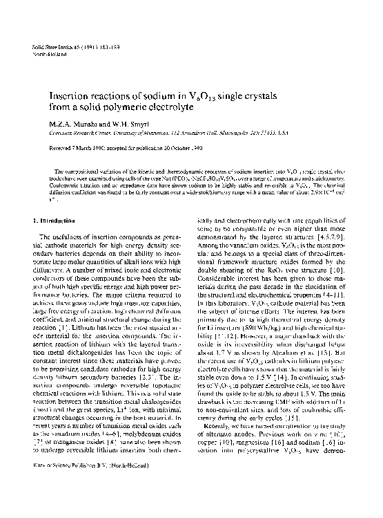 (PDF) Insertion reactions of sodium in V6O13 single crystals from a ...