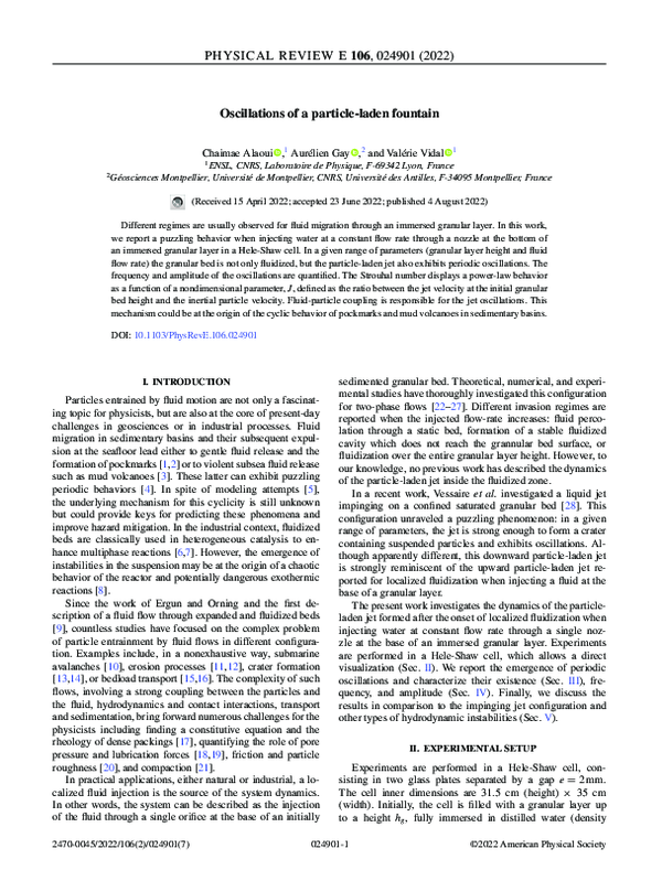 (PDF) Oscillations of a particle-laden fountain