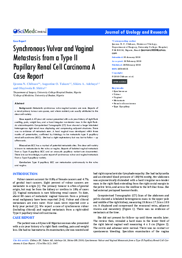 (PDF) Synchronous Vulvar and Vaginal Metastasis from a Type II ...