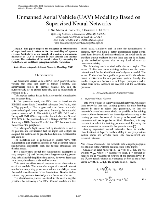 Pdf Unmanned Aerial Vehicle Uav Modelling Based On Supervised