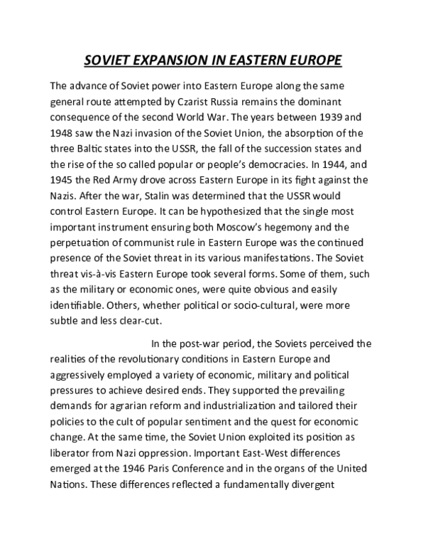 (DOC) SOVIET EXPANSION IN EASTERN EUROPE