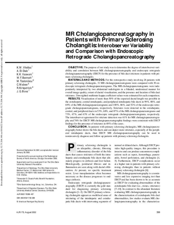(PDF) MR Cholangiopancreatography in Patients with Primary Sclerosing ...