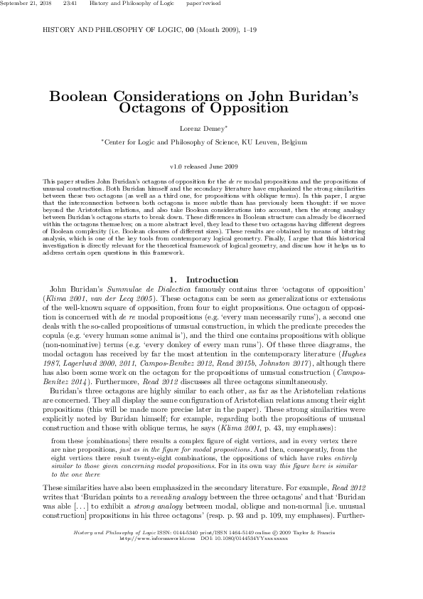 (PDF) Boolean considerations on John Buridan's octagons of opposition ...