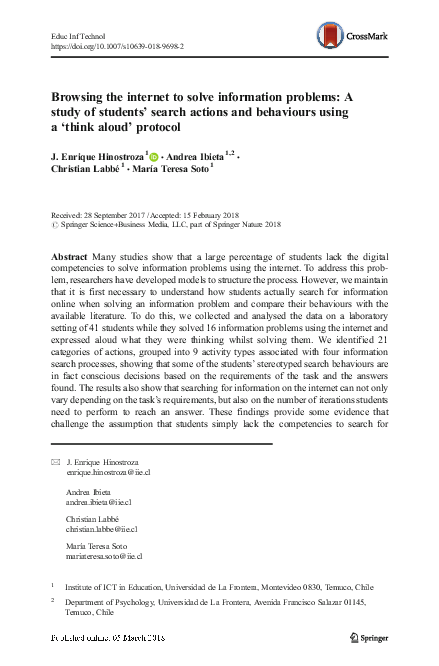(PDF) Browsing the internet to solve information problems: A study of students’ search actions ...